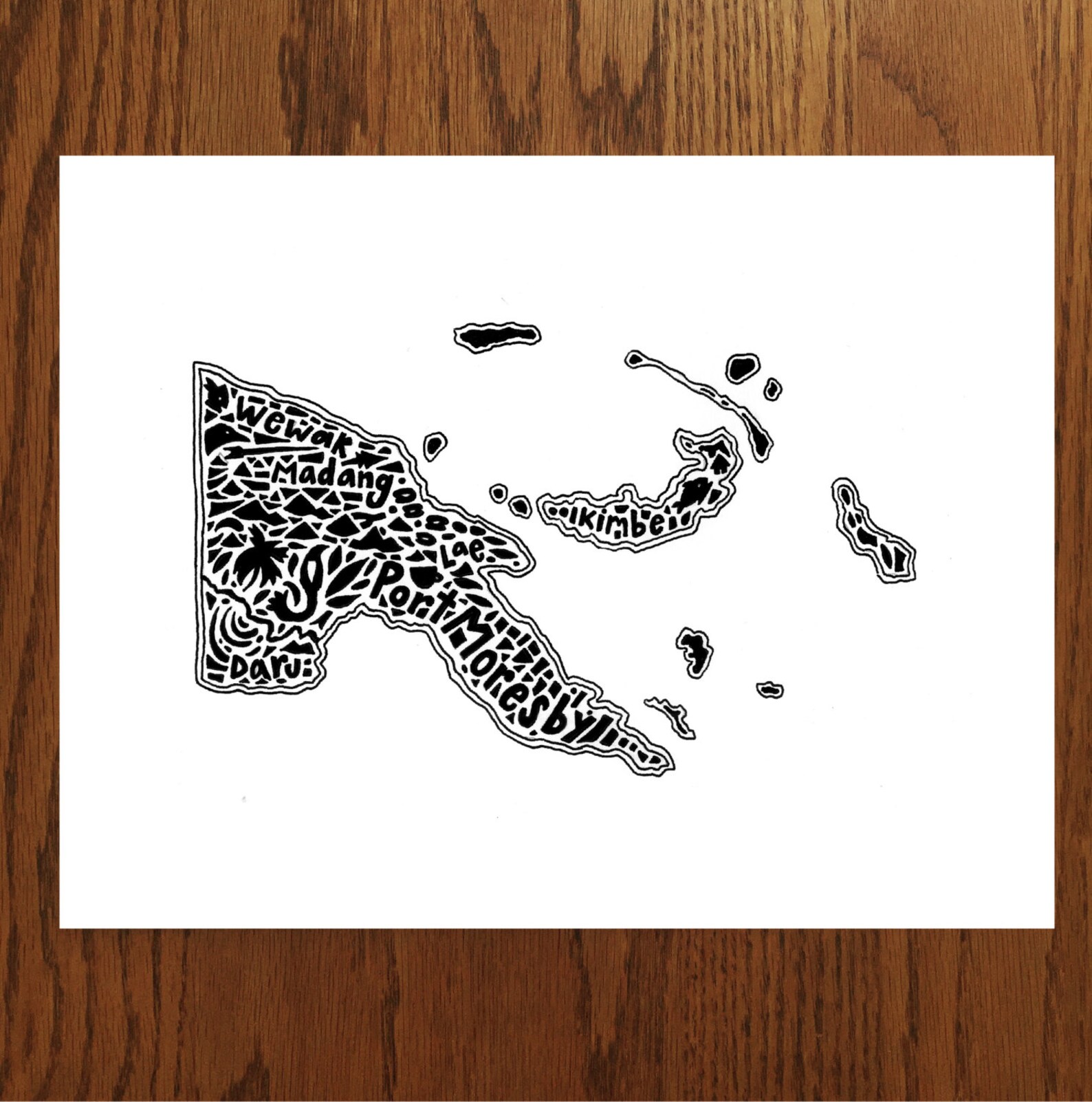 Papua New Guinea Map Art Print - Signed 8.5" X 11" Print of Original ...
