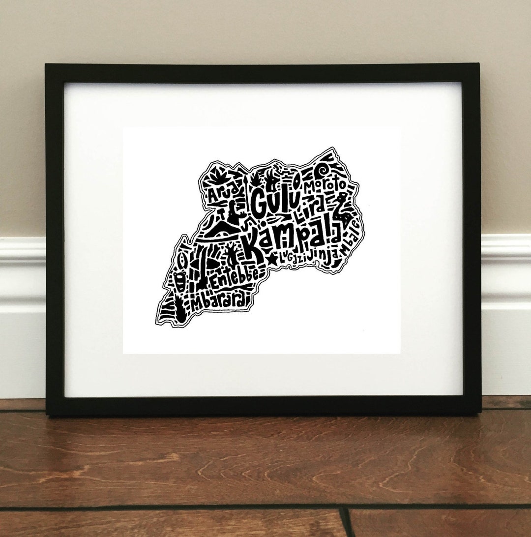Uganda Map Art Print - Print of Original Hand Drawn Map Including ...