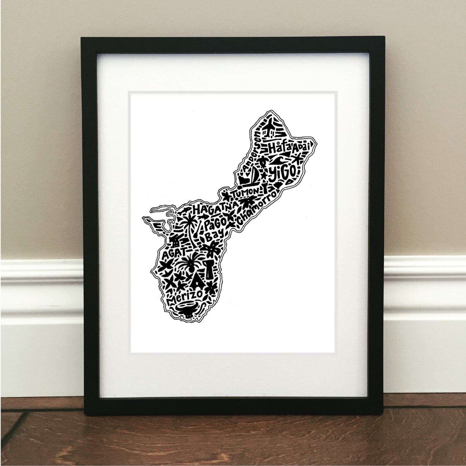Guam Map Art Print Signed 8.5 X 11 Print of - Etsy