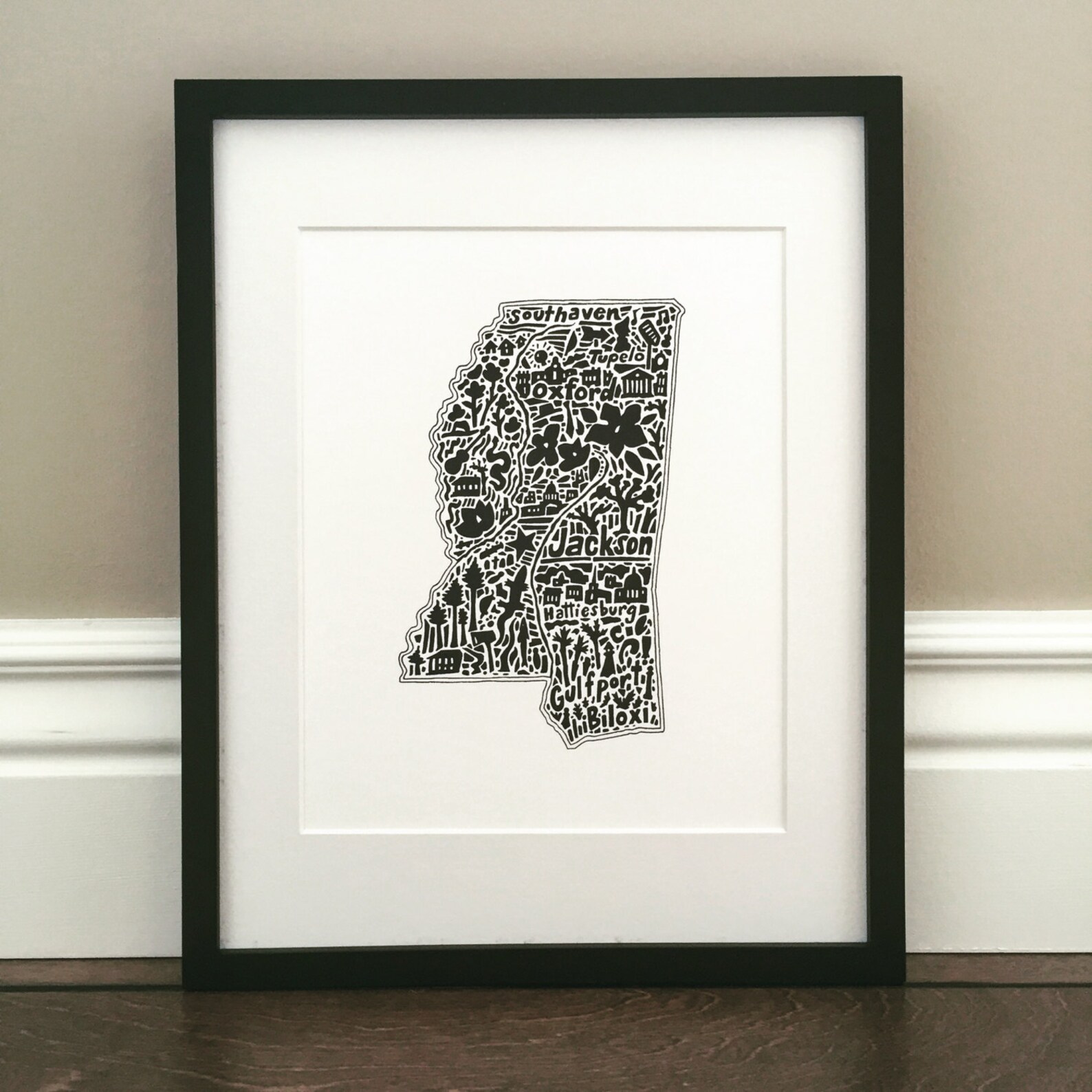 Mississippi Map Art Print Signed 8.5 X 11 Print | Etsy