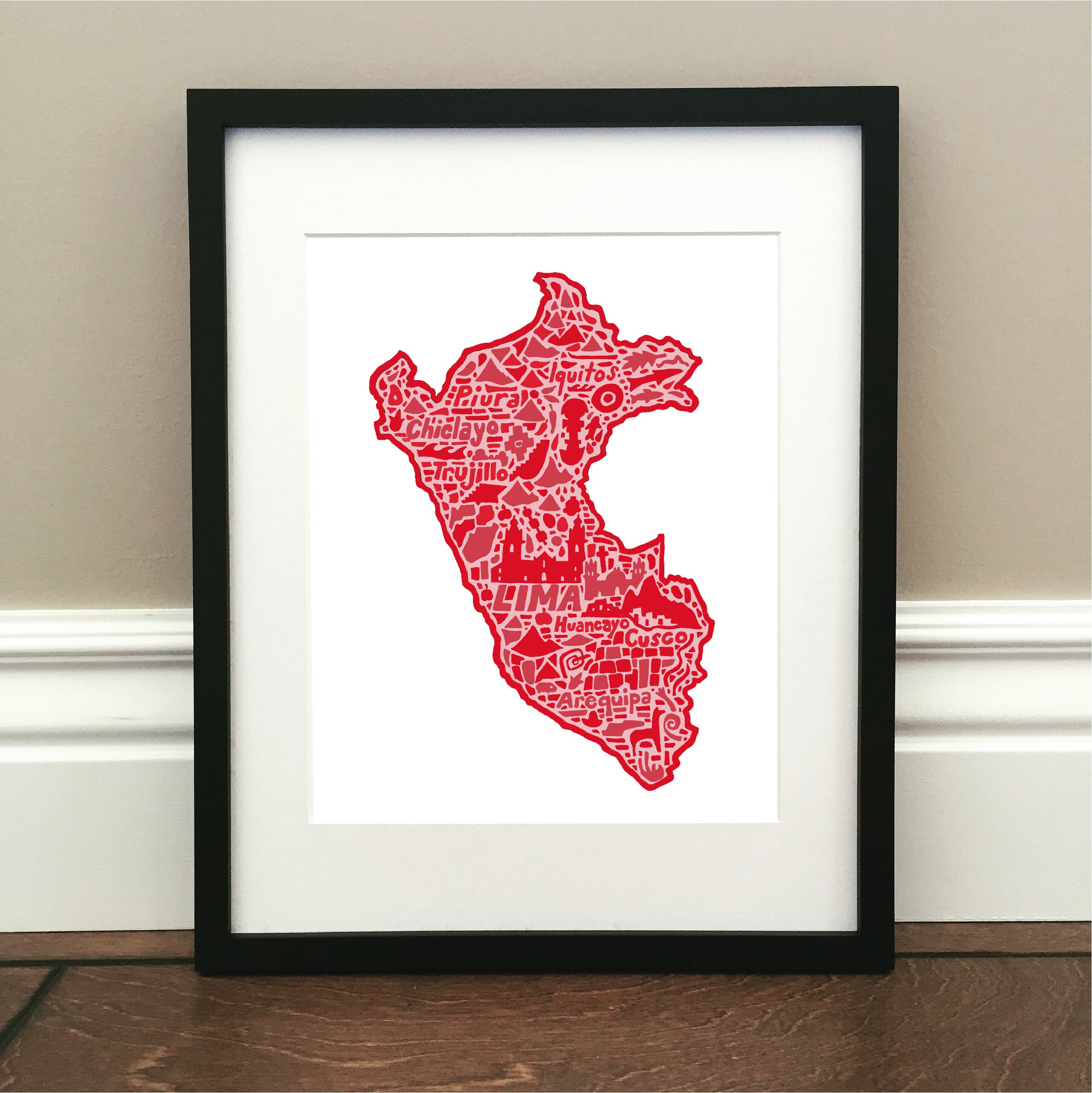 Peru Map Art Print Colored Signed 8.5 X 11 - Etsy