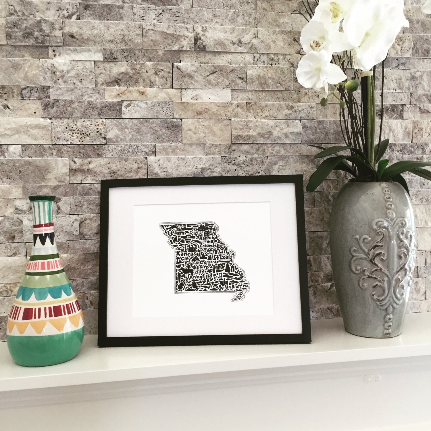 Missouri Map Art Print - Signed 8.5" X 11" Print of Original Hand Drawn ...