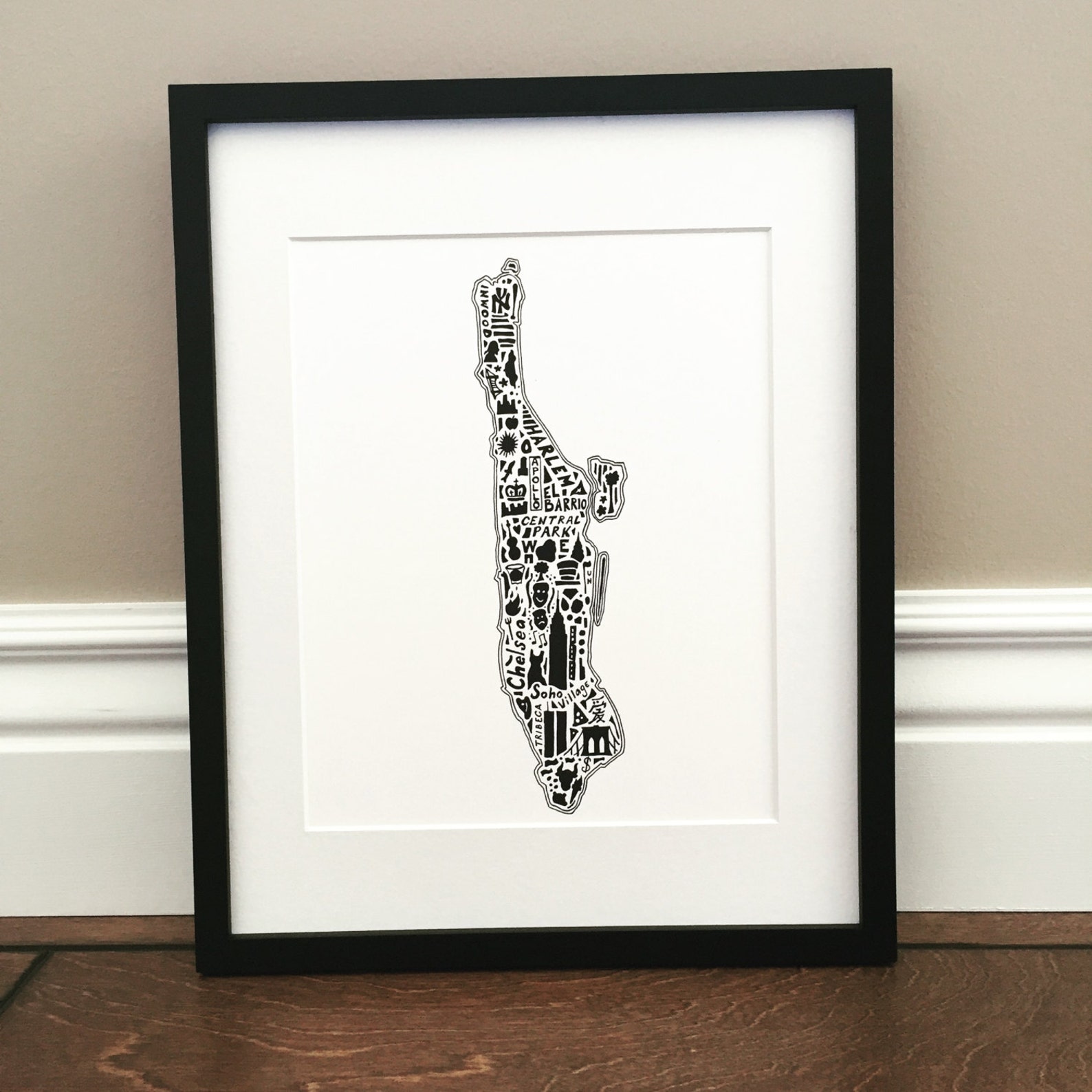 New York City Map Art Print Signed 8.5 X 11 | Etsy