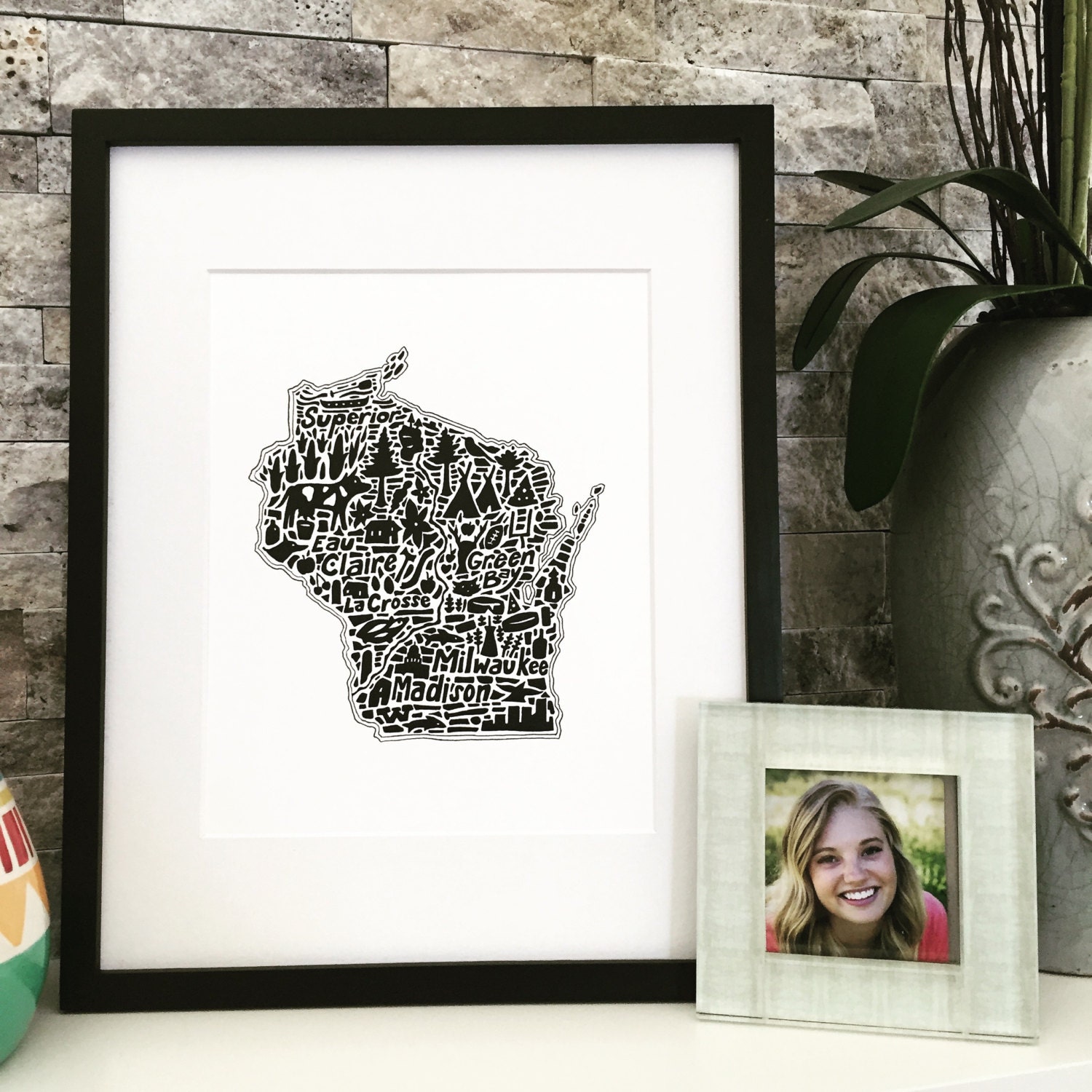 Wisconsin Map Art Print Signed 8.5 X 11 Print of - Etsy