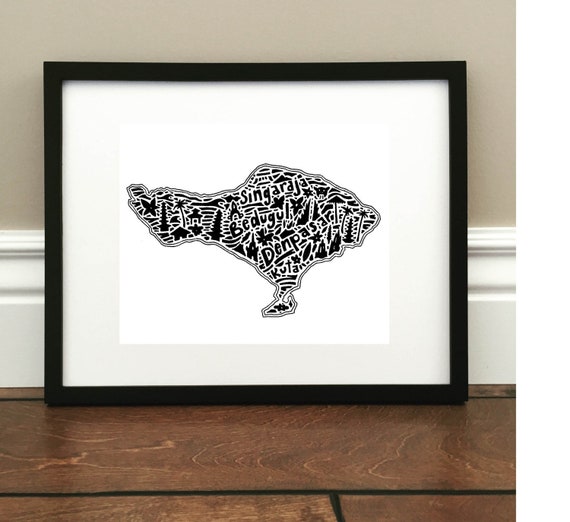 Bali Map Art Print Signed 8.5 X 11 Print of | Etsy