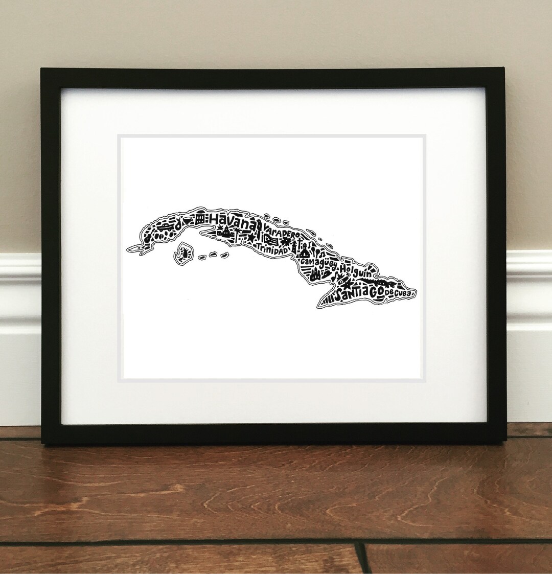 Cuba Map Art Print - Signed 8.5" X 11" Print of Original Hand Drawn Map ...