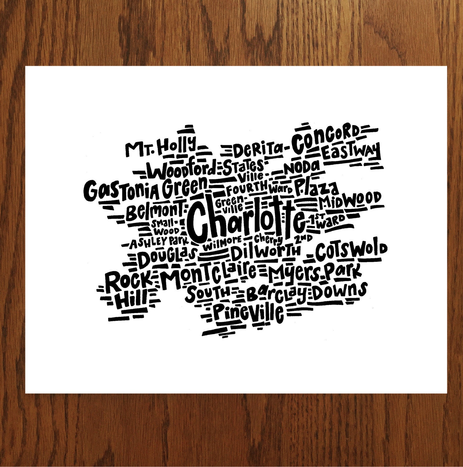 Charlotte Metro Map Art Print Signed 8.5 X 11 | Etsy