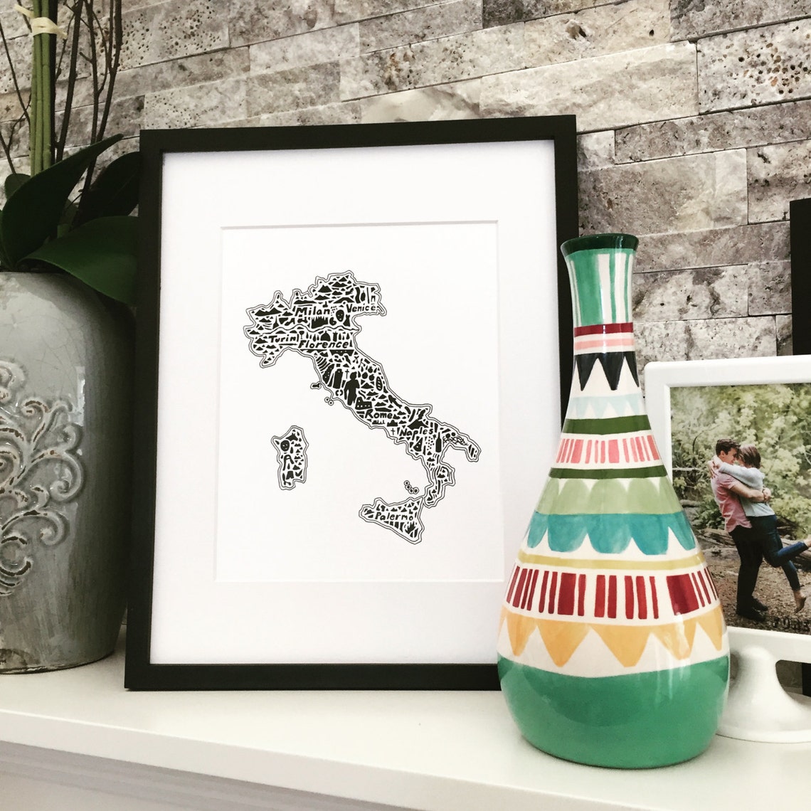 Italy Map Art Print Signed 8.5 X 11 Print of | Etsy