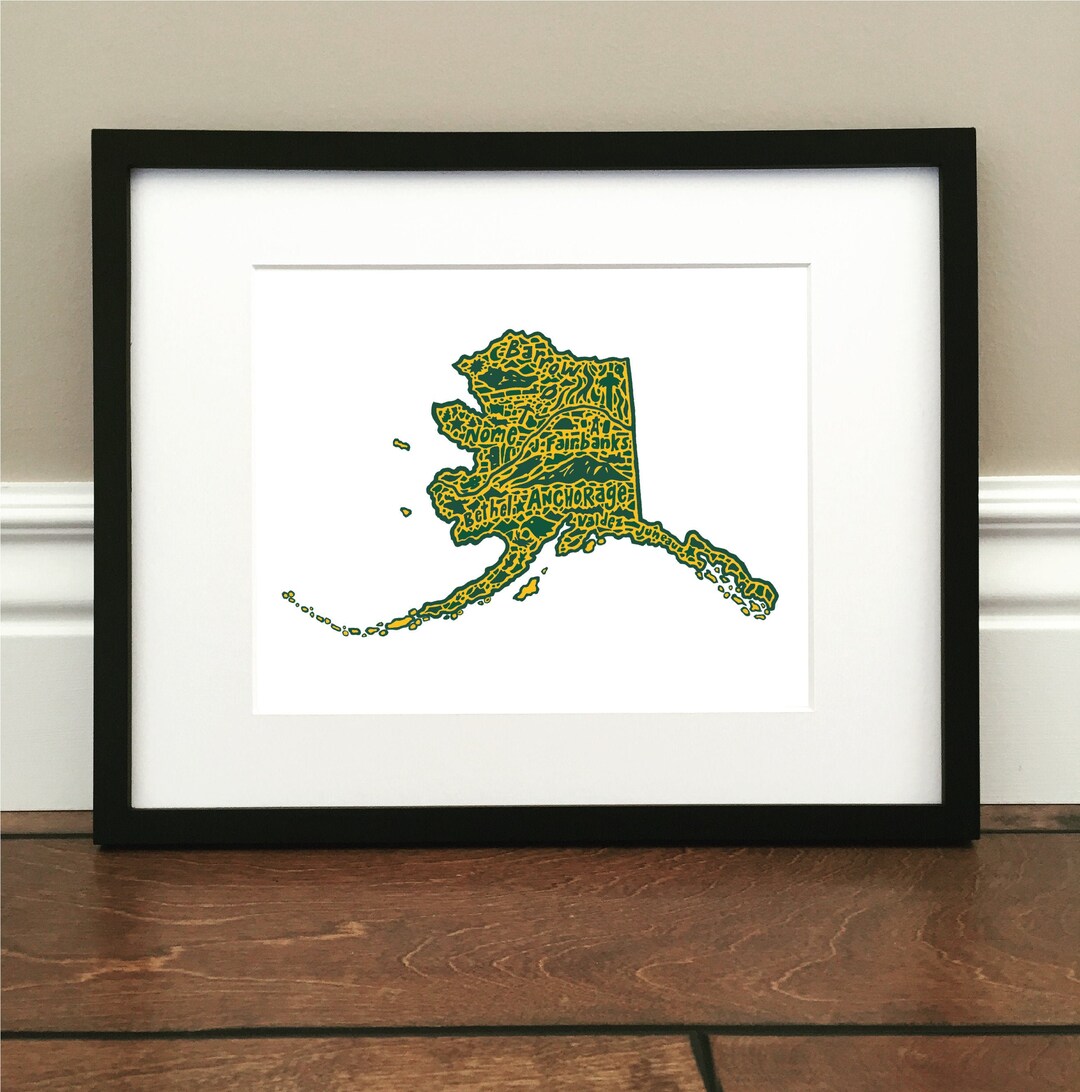 Alaska Map Art Print - Colored - Signed 8.5" X 11" Print of Original ...