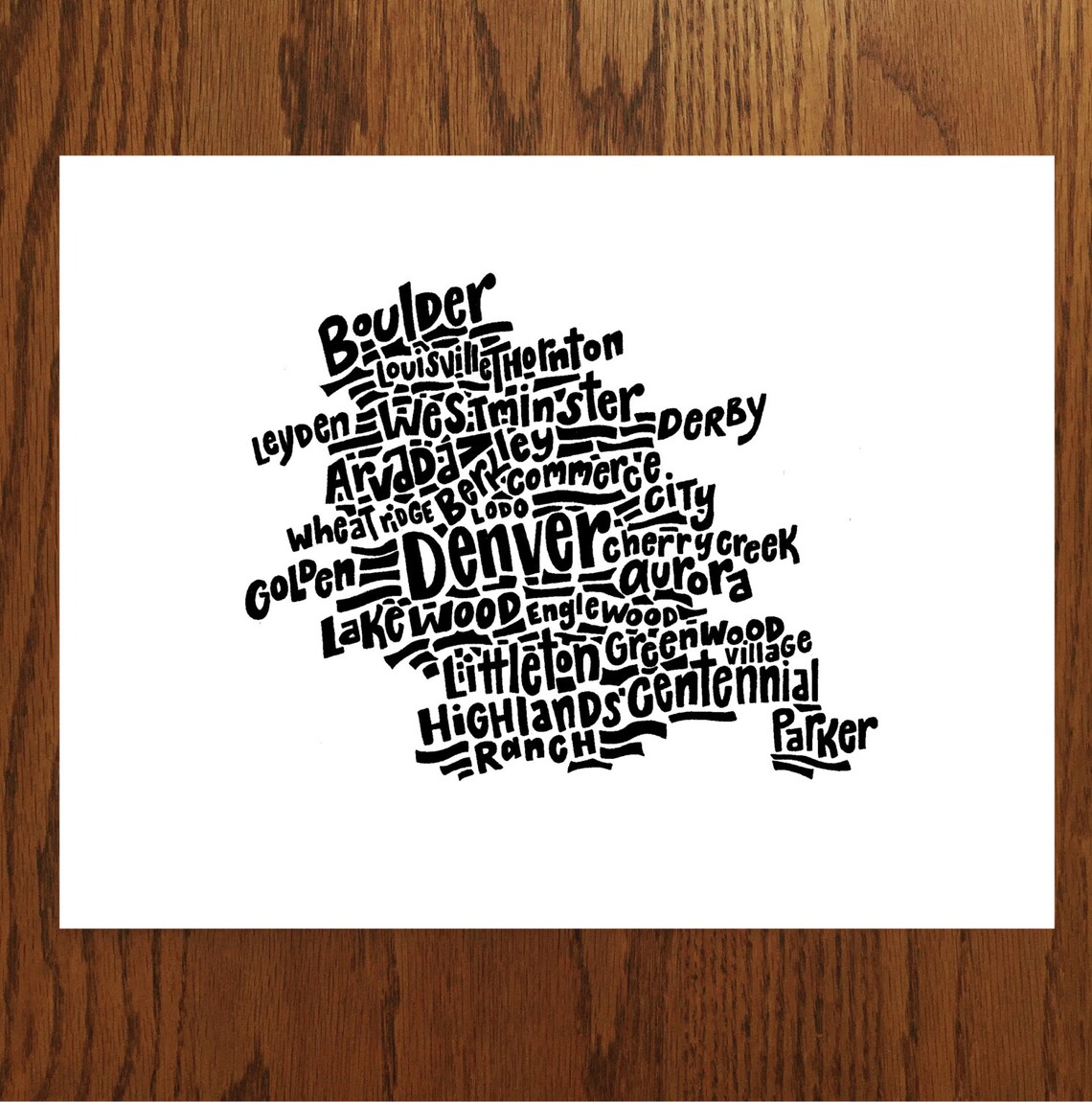 Denver Metro Map Art Print Signed 8.5 X 11 Print - Etsy