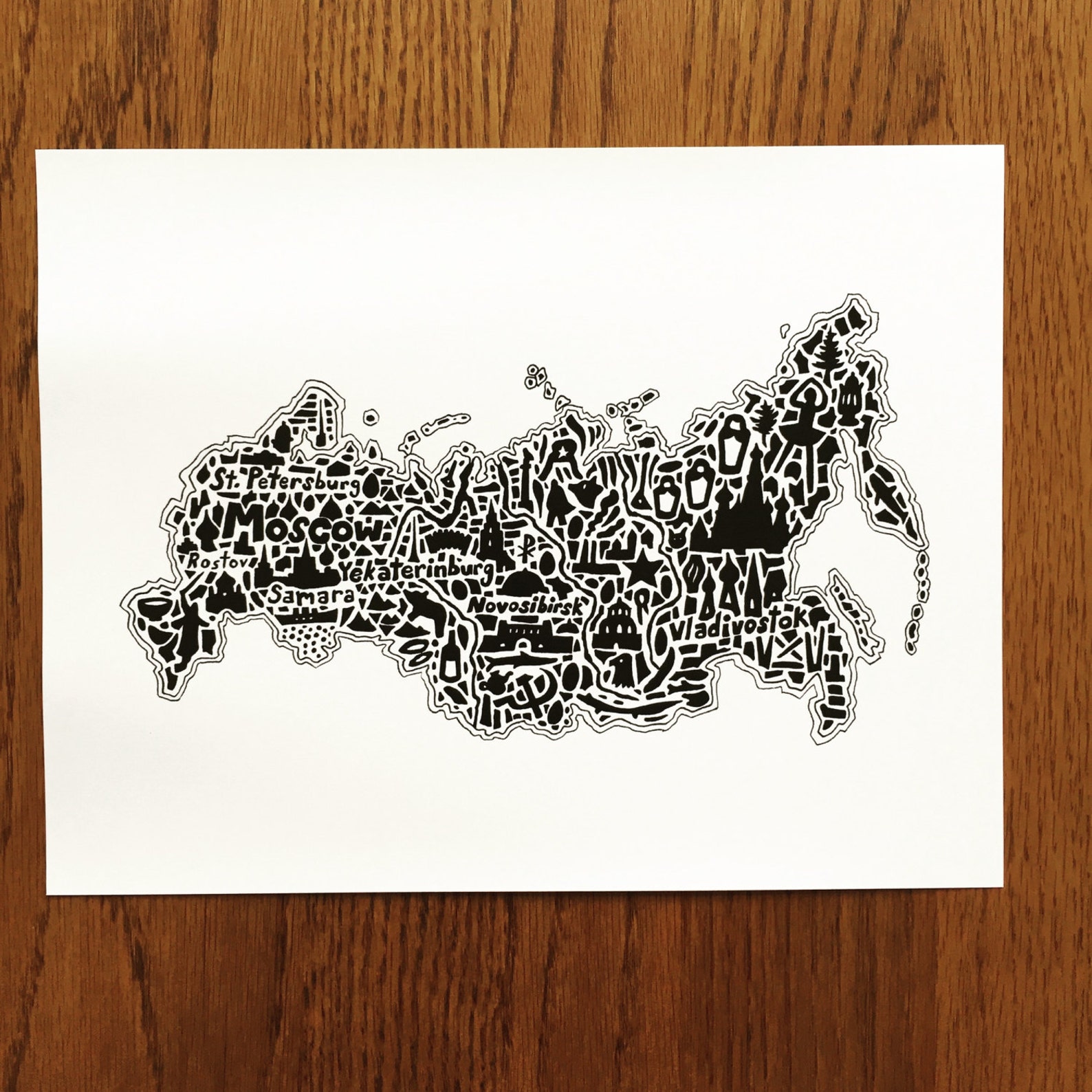 Russia Map Art Print Signed 8.5 X 11 Print of | Etsy