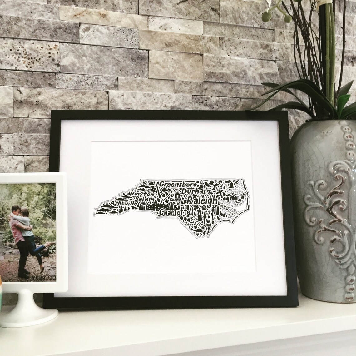 Hand-drawn North Carolina Map Art Print: NC Landmarks & Cities - Etsy