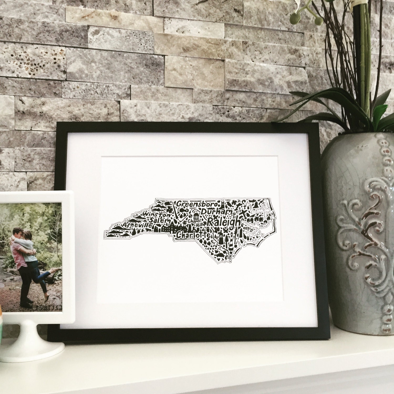Hand-drawn North Carolina Map Art Print: NC Landmarks & Cities - Etsy