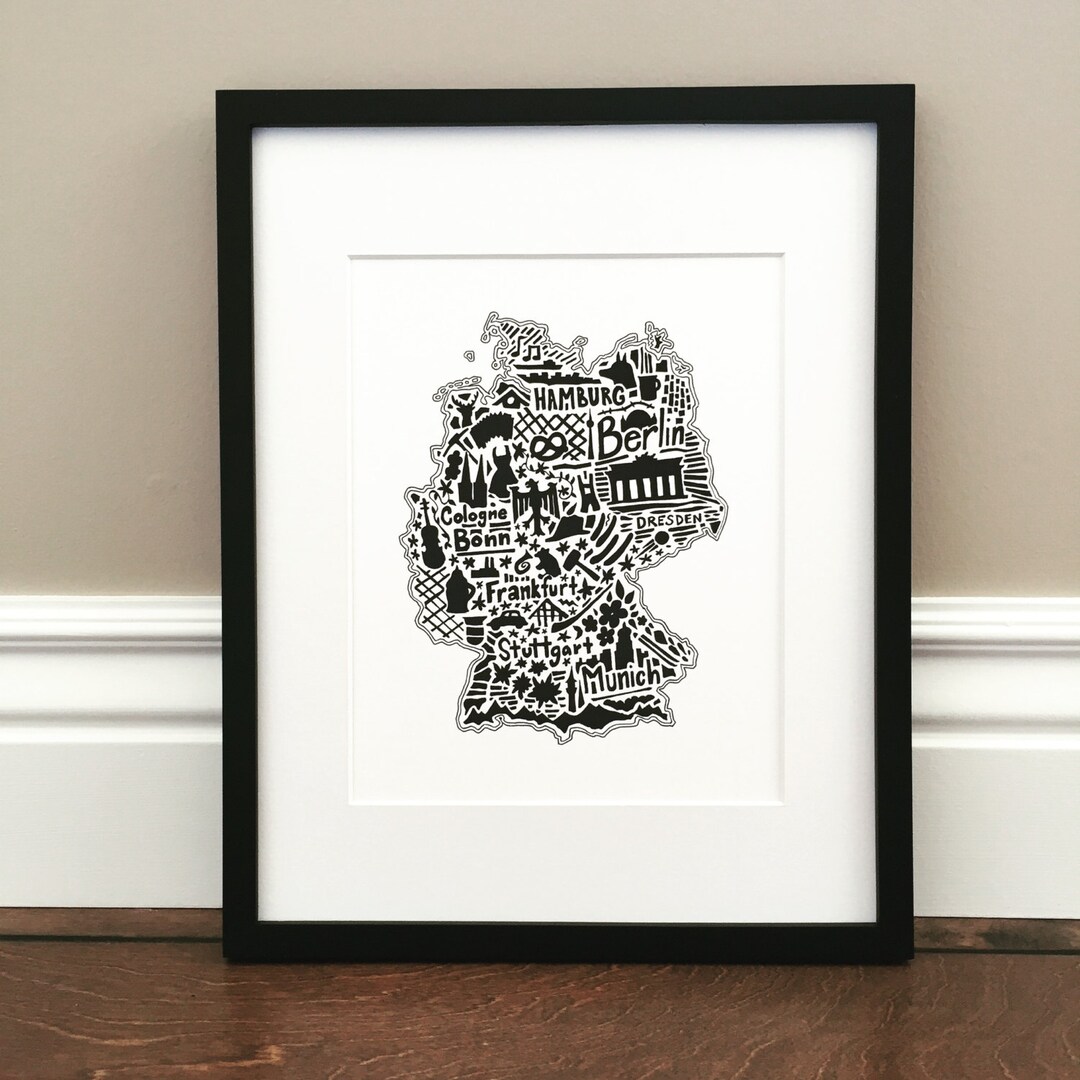 Germany Map Art Print - Print of Original Hand Drawn Map Including ...
