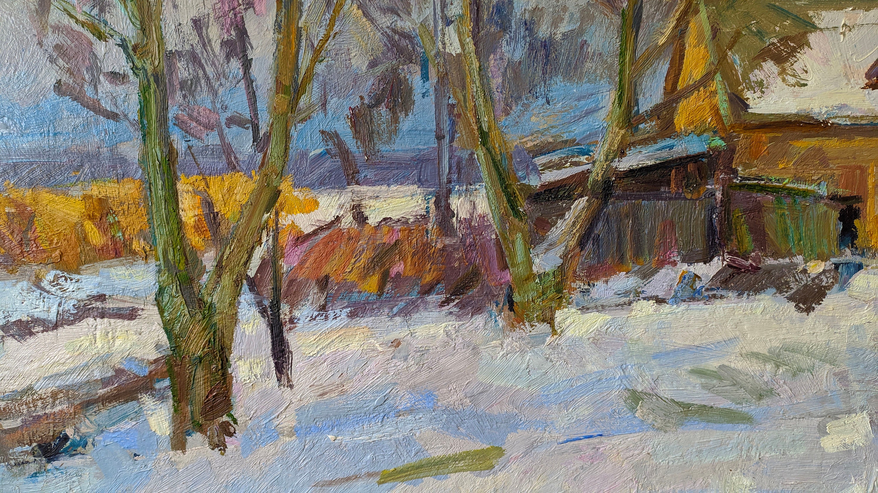 WINTER LANDSCAPE Impressionist Original Oil Painting by a | Etsy