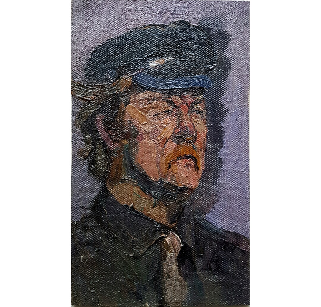 Vintage Original Oil Painting Male Portrait by Ukrainian Artist D ...