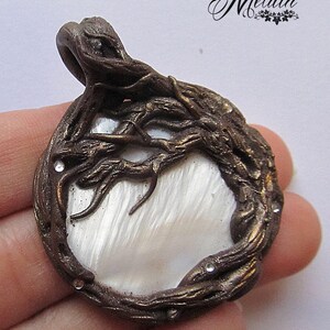 White Nacre Polymer Clay Pendant Nacre Pendant White Nacre - Etsy