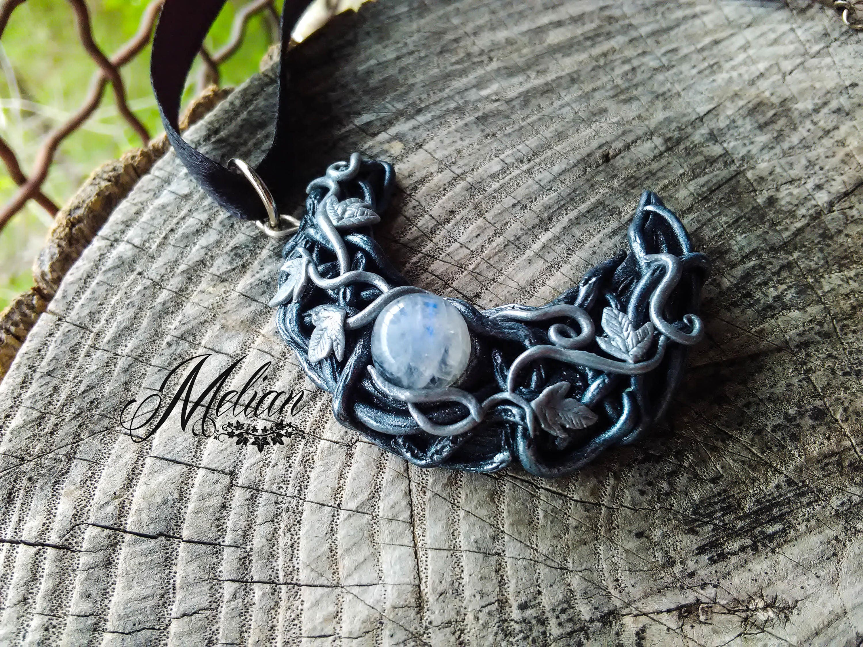 Crescent Moon Magic Amulet Magic Moon Moonstone Pendant | Etsy