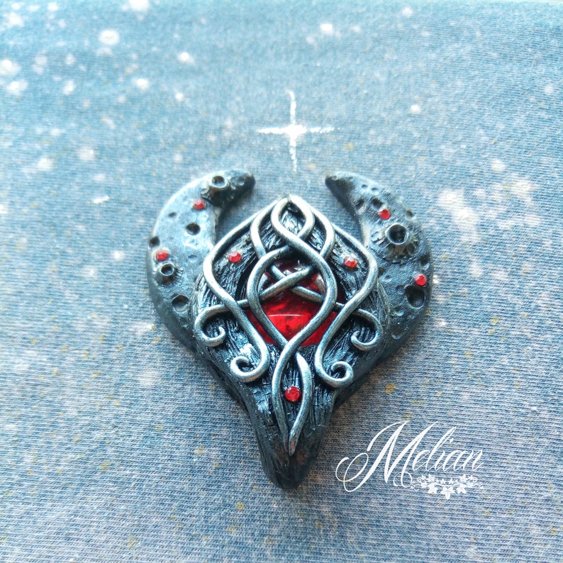 Red Moon Pendant Lunar Jewelry Gothic Necklace Goth - Etsy