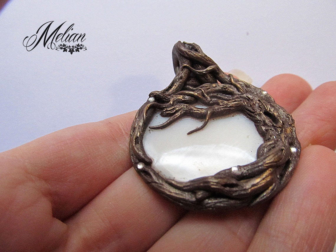 White Nacre Polymer Clay Pendant Nacre Pendant White Nacre - Etsy