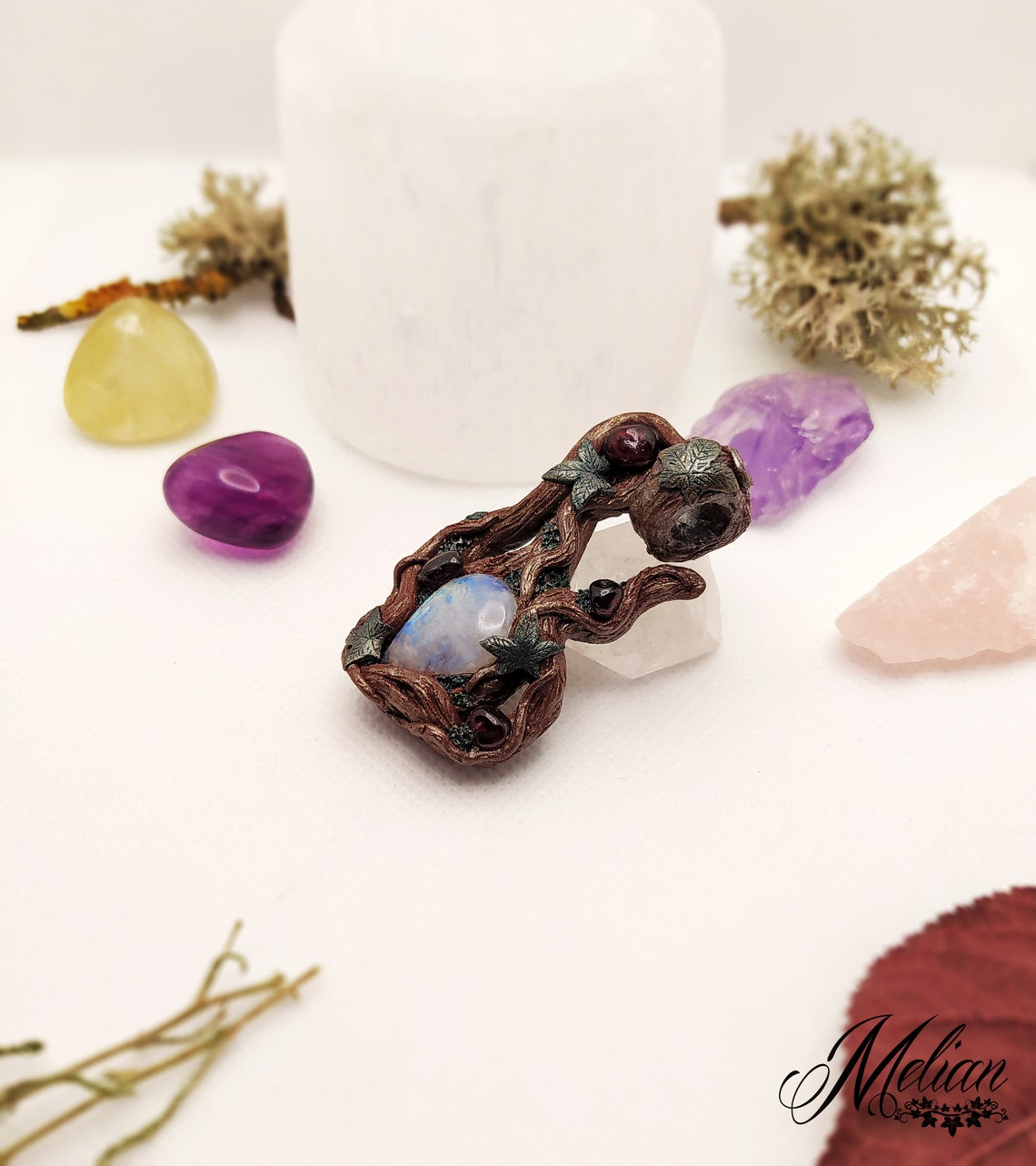 Forest Moonstone Pendant Woodland Amulet Druid Talisman - Etsy