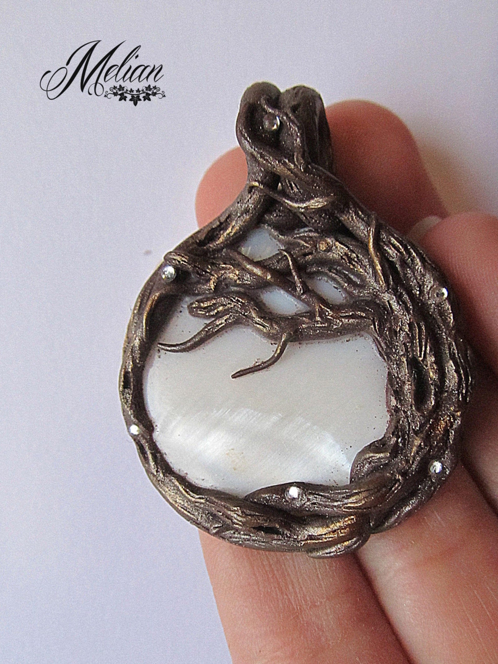White Nacre Polymer Clay Pendant Nacre Pendant White Nacre - Etsy