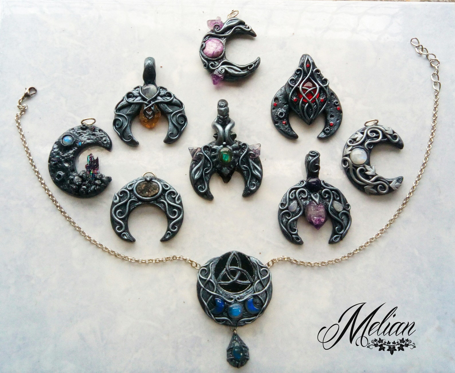 Red Moon Pendant Lunar Jewelry Gothic Necklace Goth | Etsy