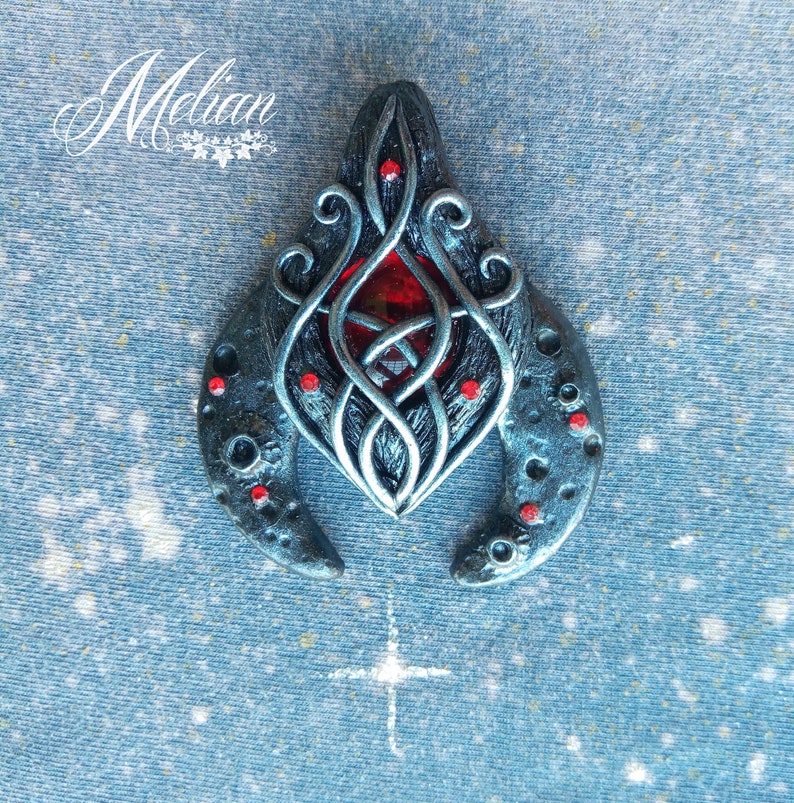 Red Moon Pendant Lunar Jewelry Gothic Necklace Goth - Etsy