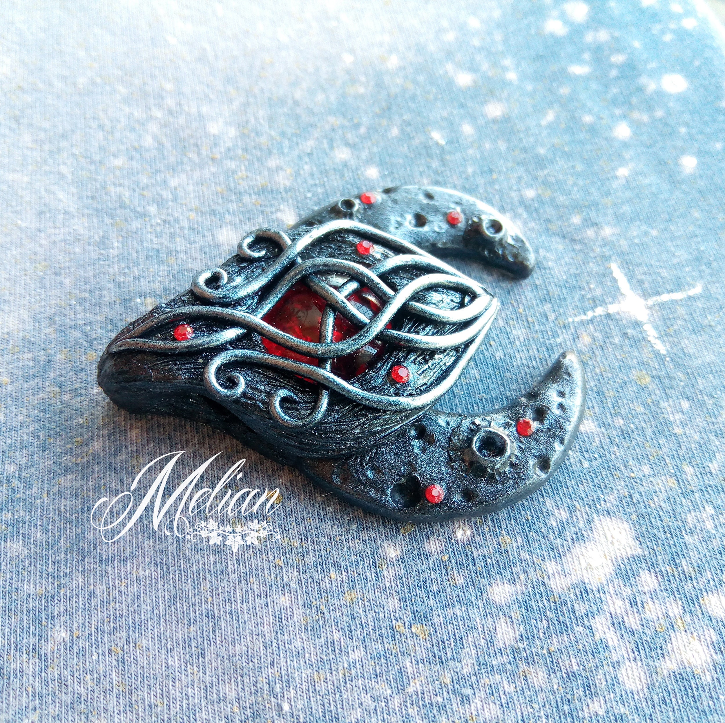 Red Moon Pendant Lunar Jewelry Gothic Necklace Goth | Etsy