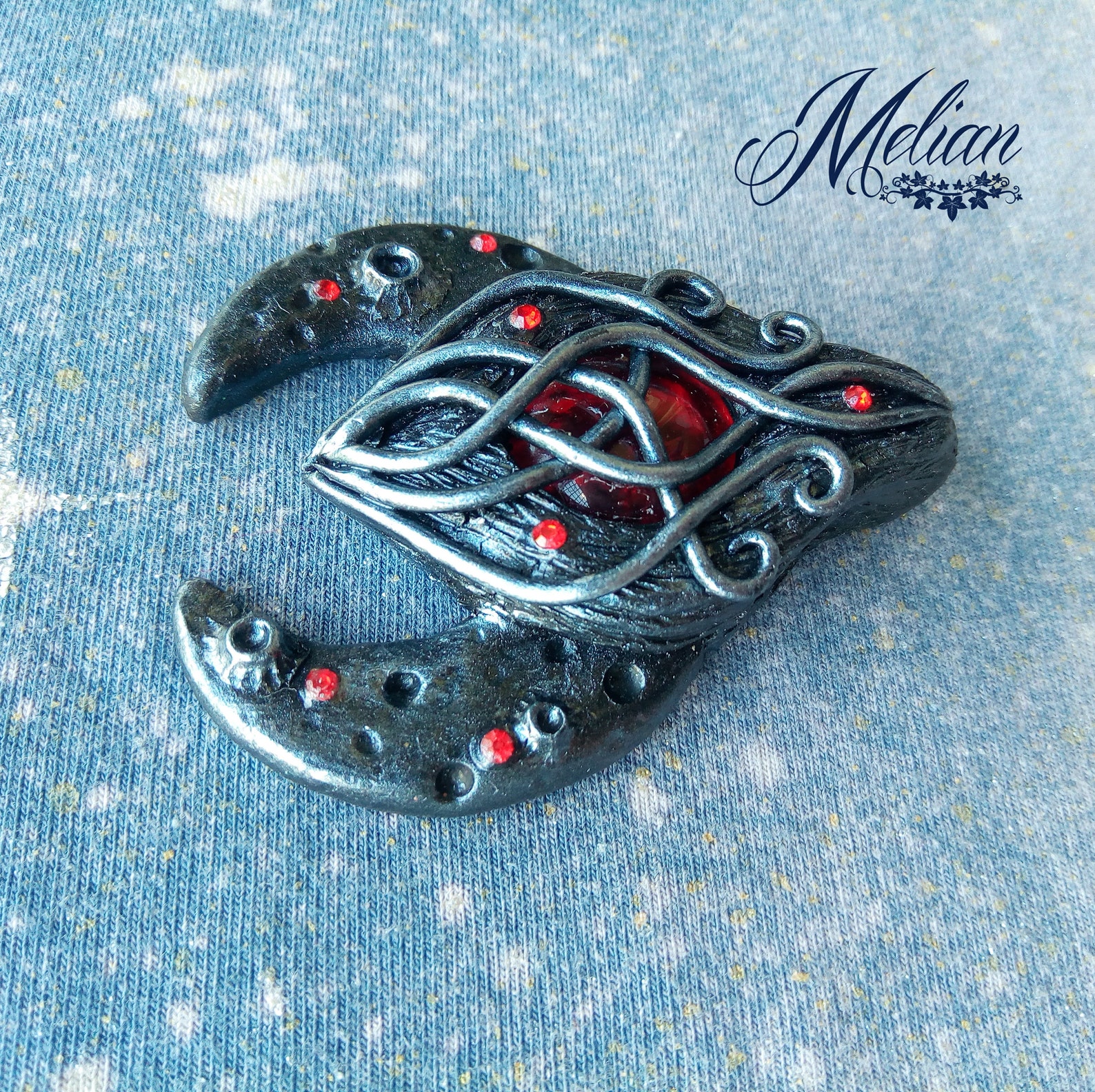 Red Moon Pendant, Lunar Jewelry, Gothic Necklace, Goth Pendant, Wicca ...