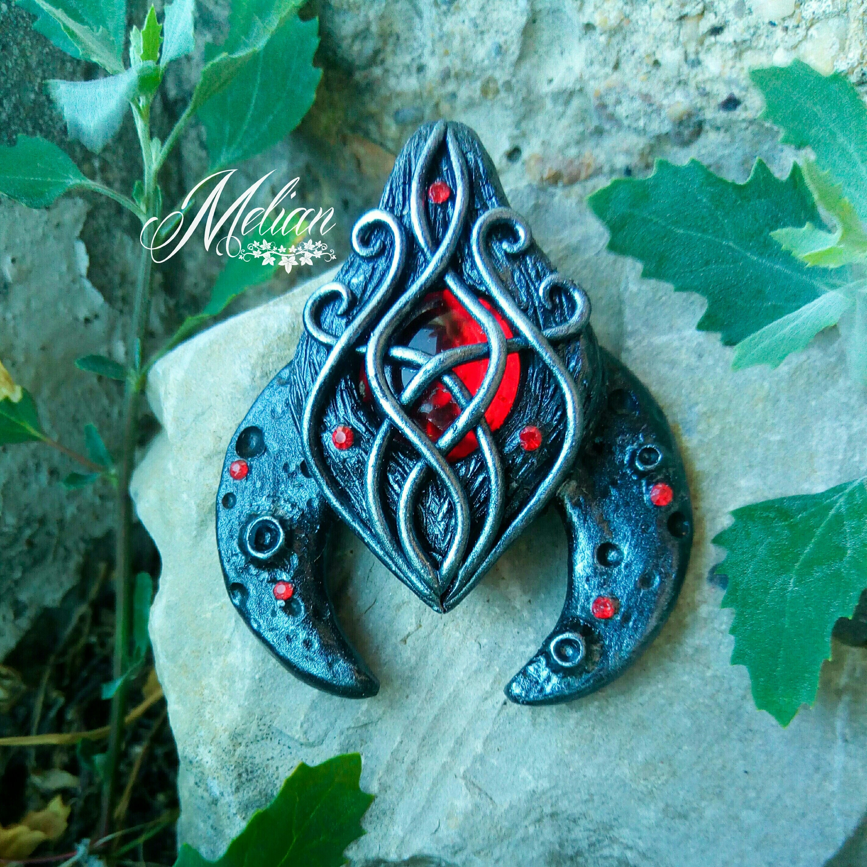 Red Moon Pendant Lunar Jewelry Gothic Necklace Goth | Etsy