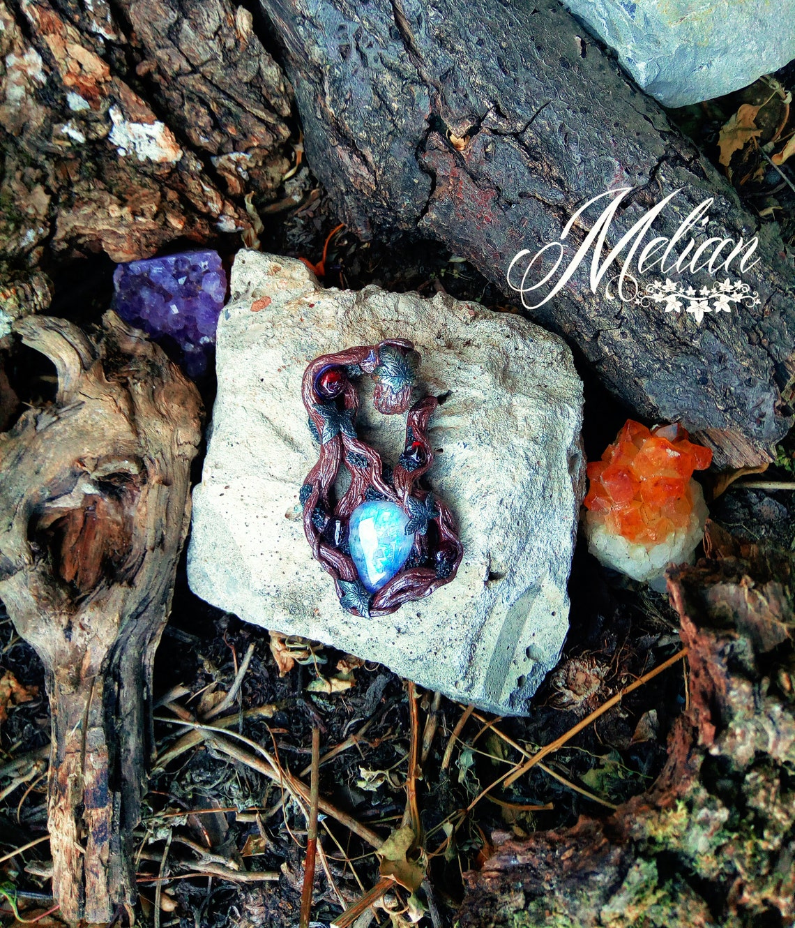 Forest Moonstone Pendant Woodland Amulet Druid Talisman | Etsy