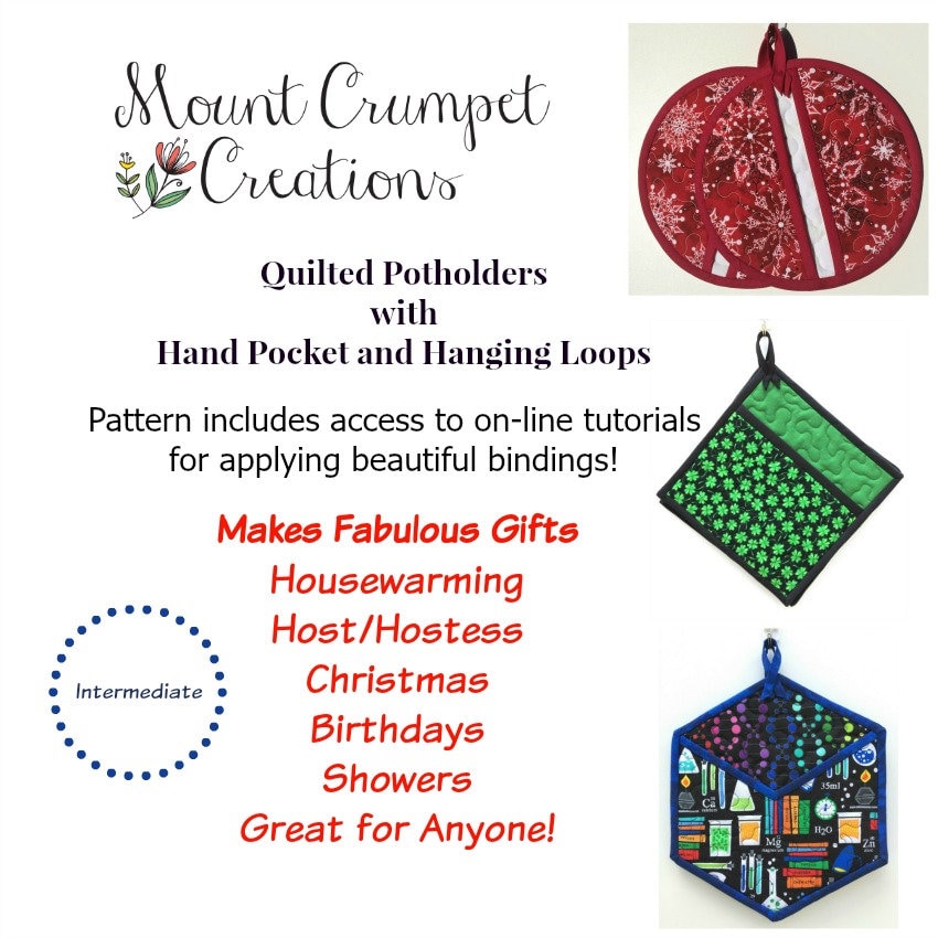 Quilted Potholder Pattern Includes Instructions for Round, Square, and ...