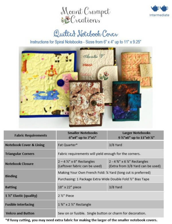 Quilted Notebook Cover Pattern PDF Downloadable Pattern: Includes ...