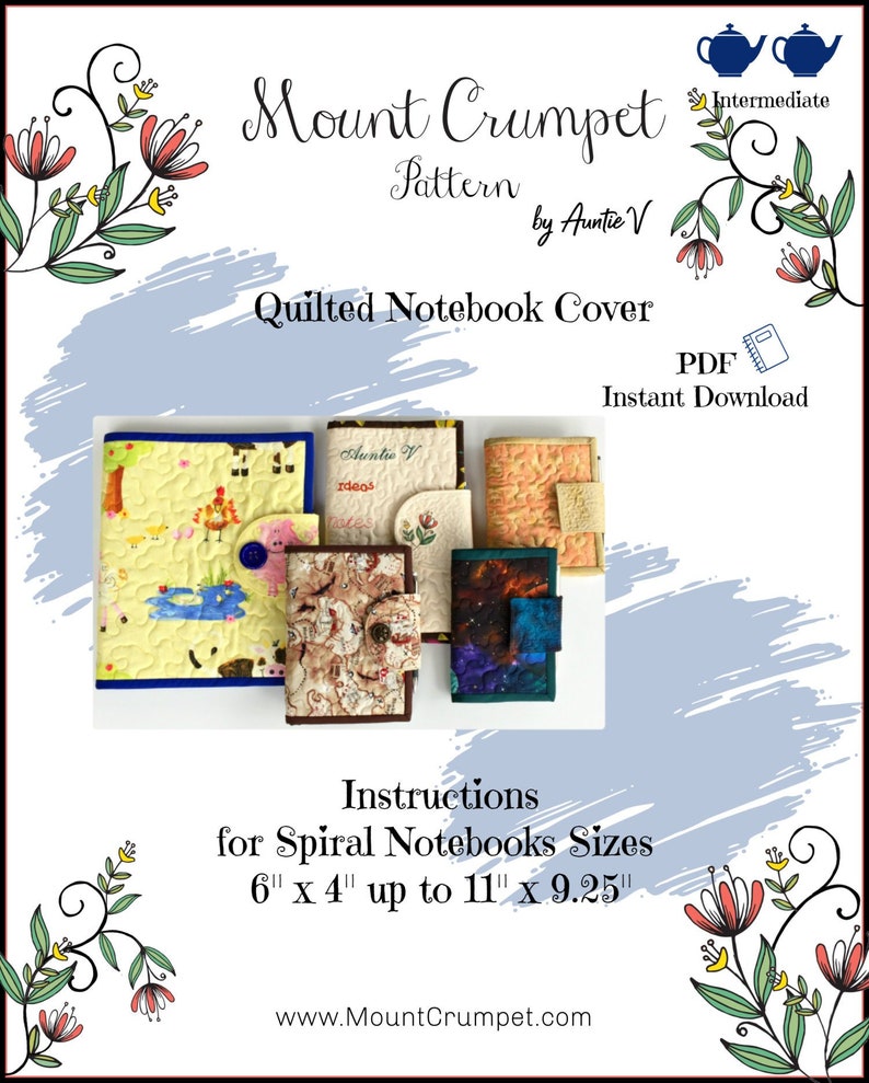 Quilted Notebook Cover Pattern PDF Downloadable Pattern: Includes ...