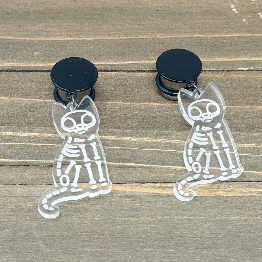 Clear Acrylic Skeleton Cat Plugs: Surgical Steel Gauges - Etsy