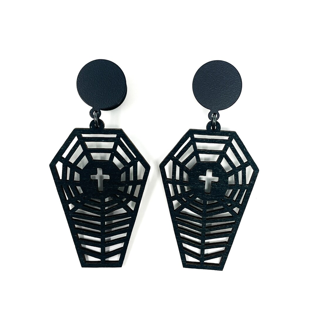 Black Wood Coffin Dangle Plugs Gauges Earrings 4g, 2g, 0g, 00g, 7/16, 1 ...