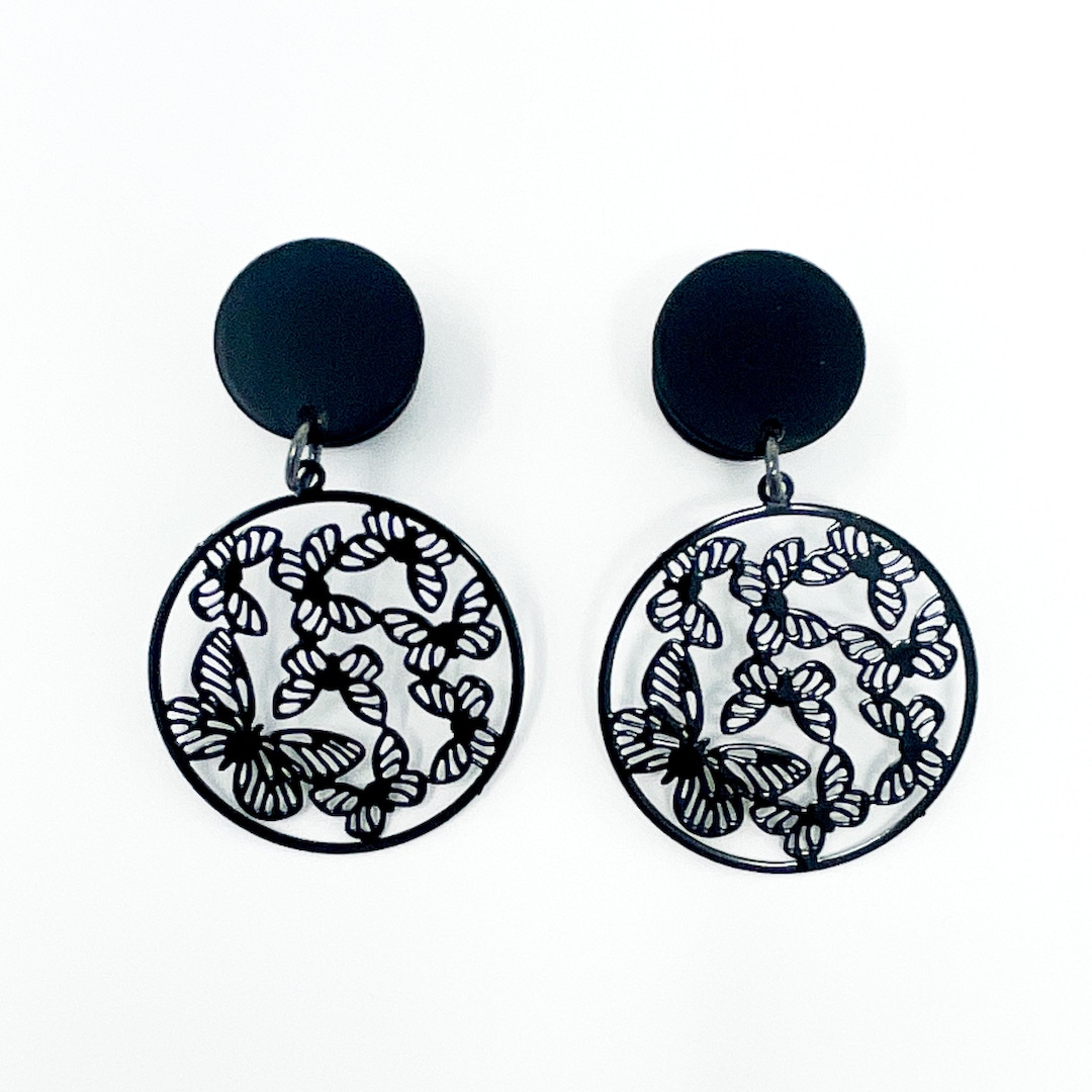 Black Multi Butterfly Stamped Metal Plugs Gauges Earrings 4g, 2g, 0g ...