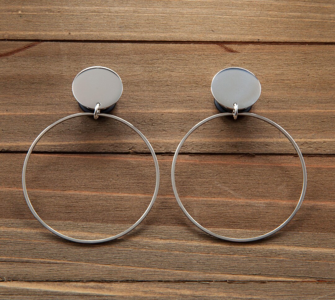 Silver Hoop 50mm Plug Gauges Earrings - Etsy
