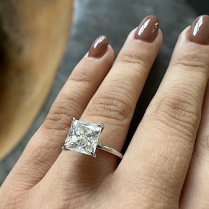 Princess Cut Lab Diamond Ring , 2 CT Lab Grown Engagement Ring , Lab Created Diamond , Square ...