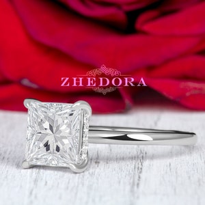 Princess Cut Lab Diamond Ring , 2 CT Lab Grown Engagement Ring , Lab Created Diamond , Square ...