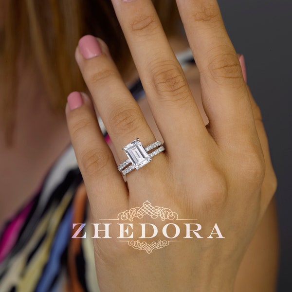 Emerald Cut Wedding Set - Etsy