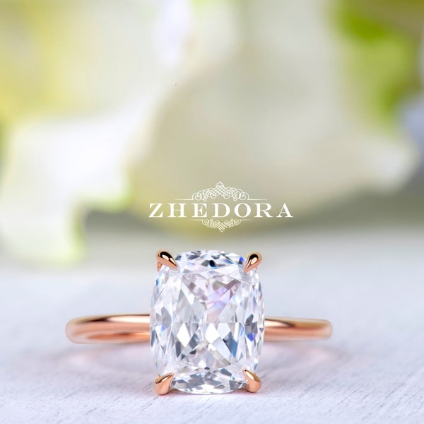 Rose Gold Cushion Cut Ring - Etsy