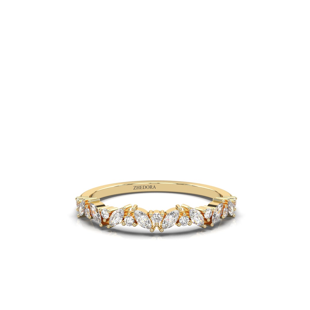 Gold Wedding Band, Stackable Gold Diamond Ring, 14k Yellow Gold Wedding ...