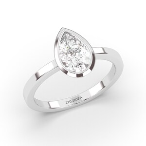 Pear Cut Bezel Engagement Ring, Bezel Solitaire, Pear Solitaire Ring ...