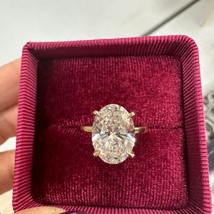 Certified 4 CT Lab Grown Diamond Ring , Oval Lab Diamond Engagement ...