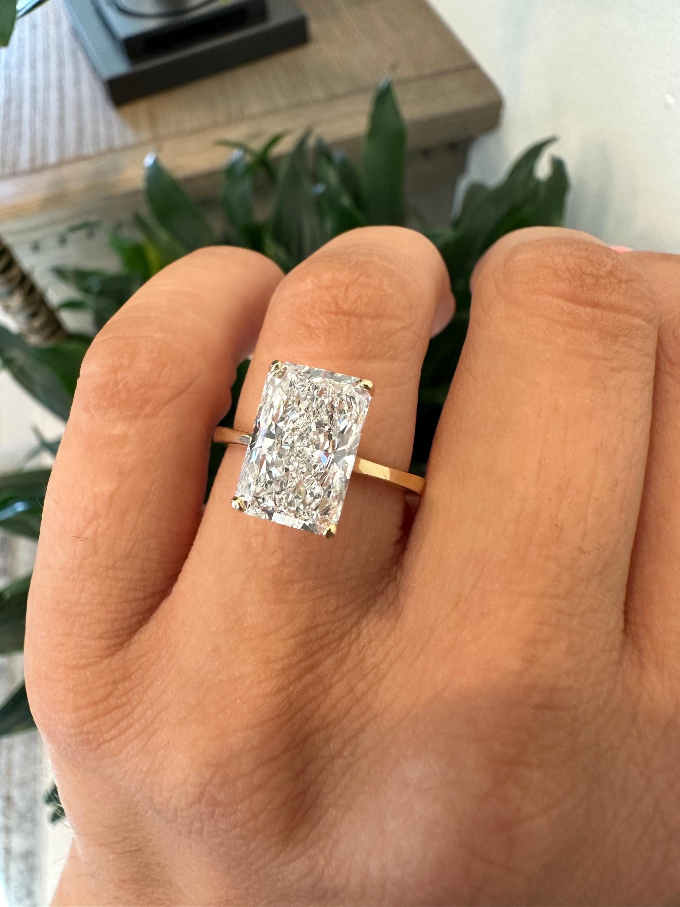 Lab Grown Diamond Ring , 4 CT Radiant Cut Lab Diamond Engagement Ring ...