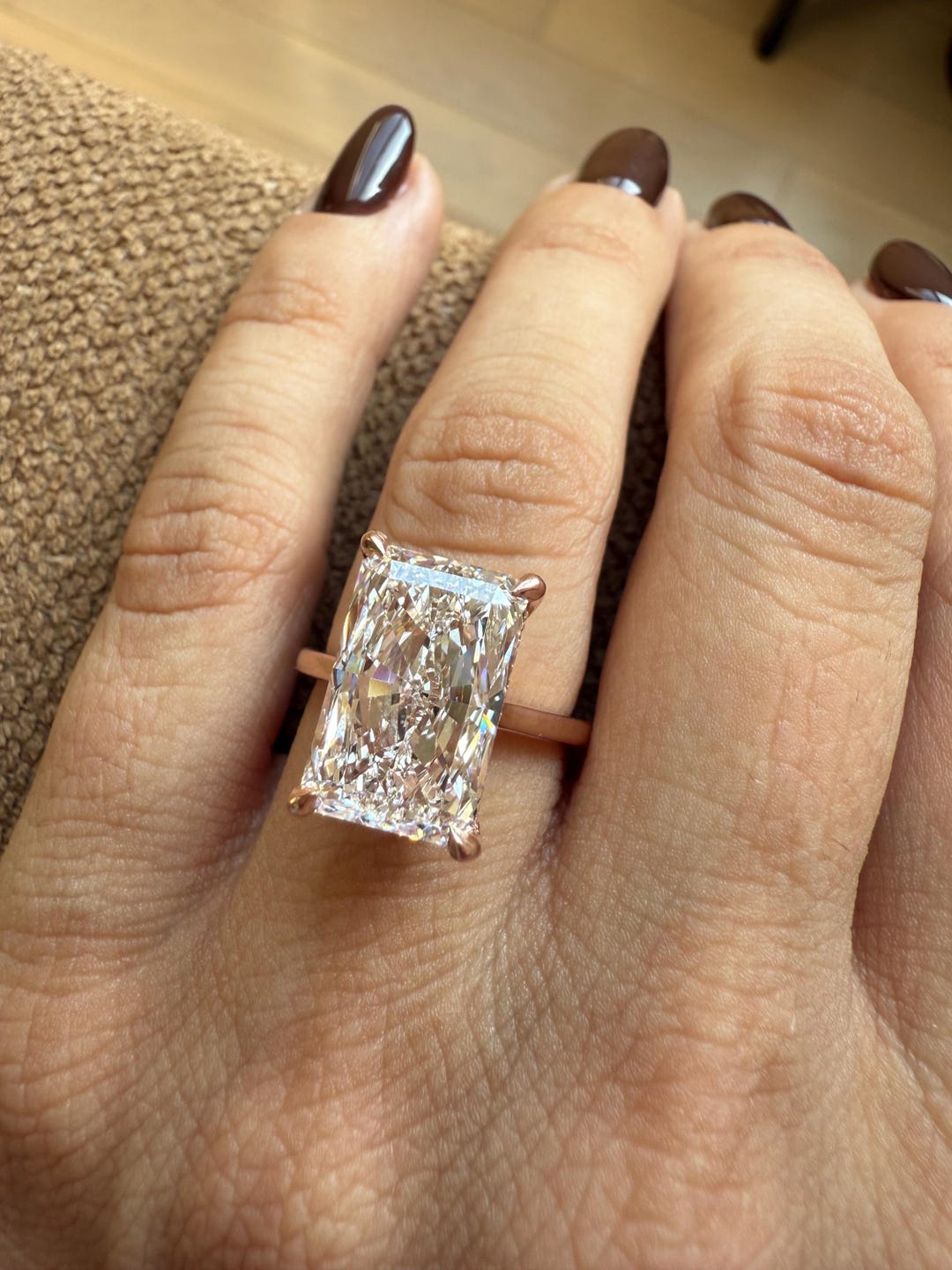 7 CT Radiant Cut Lab Diamond Ring , E/F VS1 , Radiant Cut Lab Grown ...