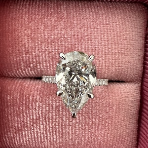 Lab Grown Diamond Ring , Pear Lab Created Diamond , 3 CT Pear Diamond ...