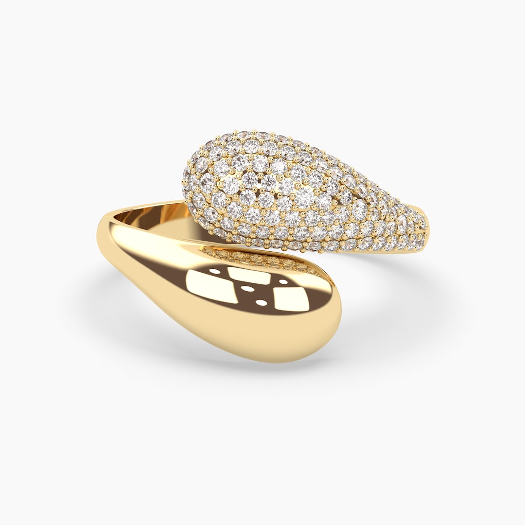Moissanite Wrap Ring / Diamond Wrap Around Band / Twisty Diamond Band ...